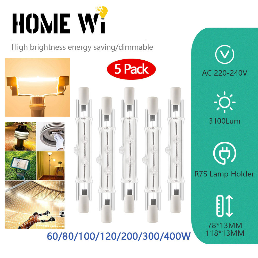 5 Pack R7S Halogen Linear Light Bulb, Dimmable Halogen Lamp for ...