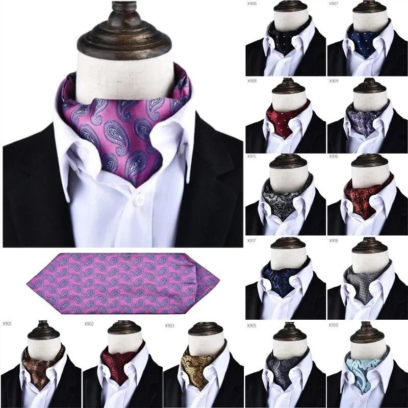 New Paisley Floral Blue Ascot Tie Men Cravat Necktie Cashew Cravat Neck ...