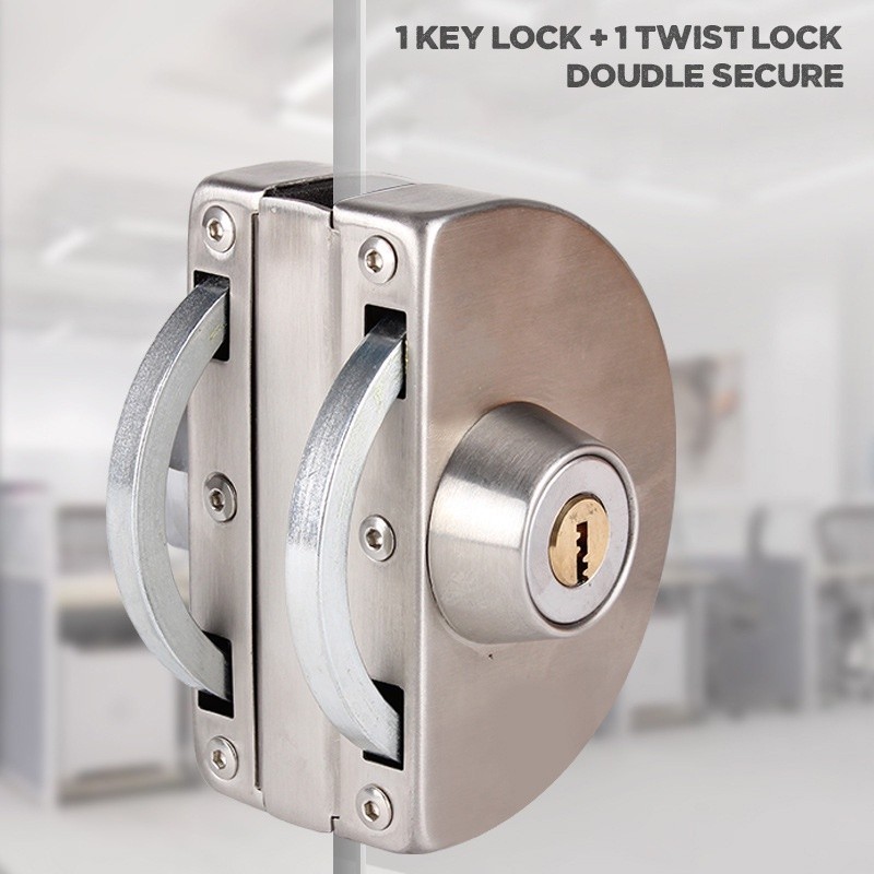 10-12mm Glass Door Lock with Keys for Home Hotel Bathroom 304 Stainless ...