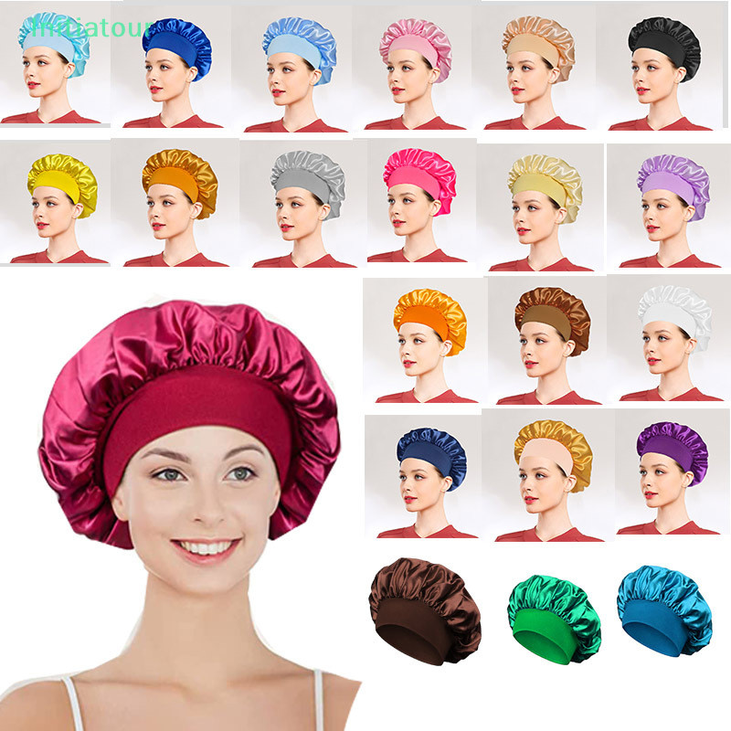 Initiatour Wide Edge Elasticity Women Bonnet Sa Sleeping Hat Hair Night ...