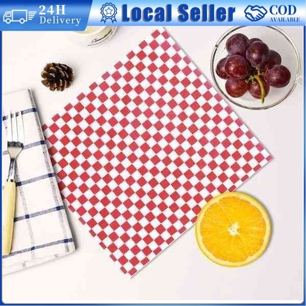 100PCS Checkered Food Wrapping Papers checkered liner Red and White ...