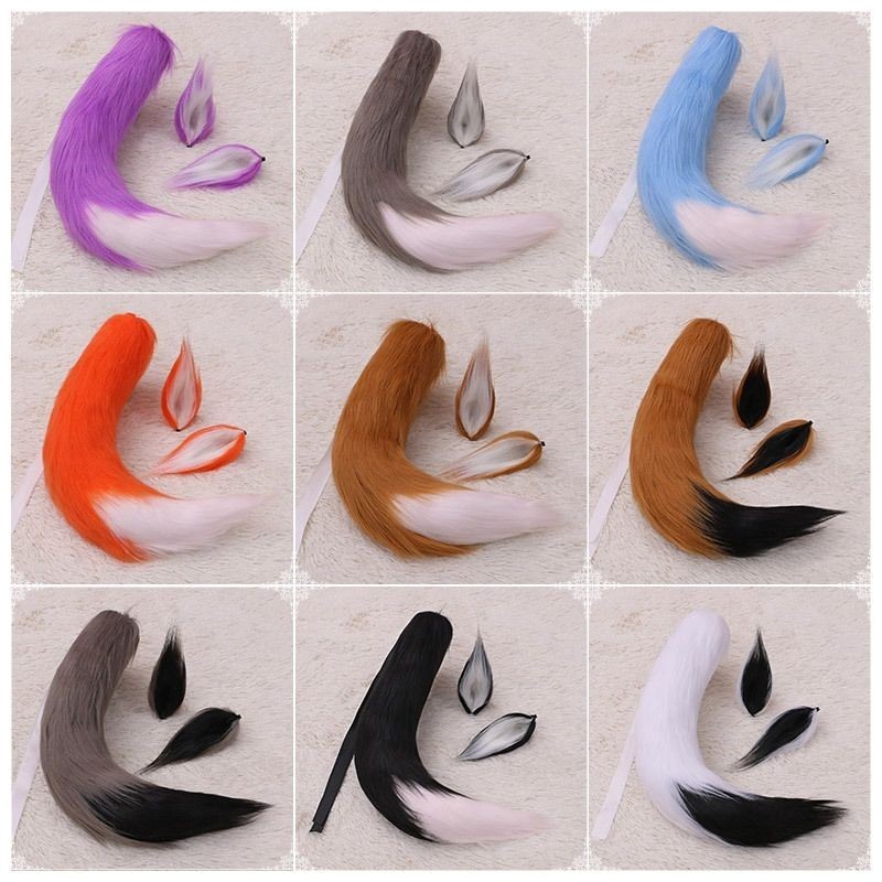 Fox Tail cos Ear Simulation Tail Props Maid Fox Girl Lolita JK Tail ...
