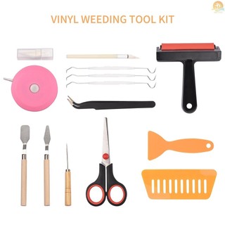 19pcs Craft Vinyl Weeding Tools Set with Brayer Tweezer Silhouettes ...