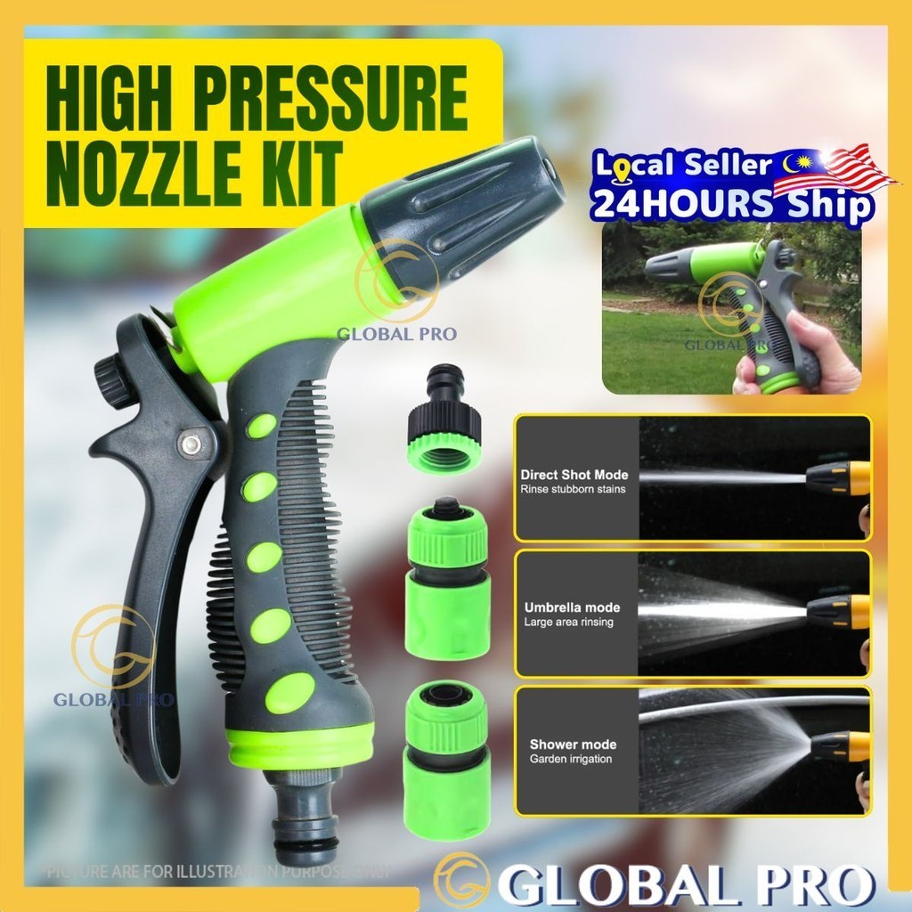 High Pressure Nozzle Water Gun Set Pattern Hose Spray Gun Set ...