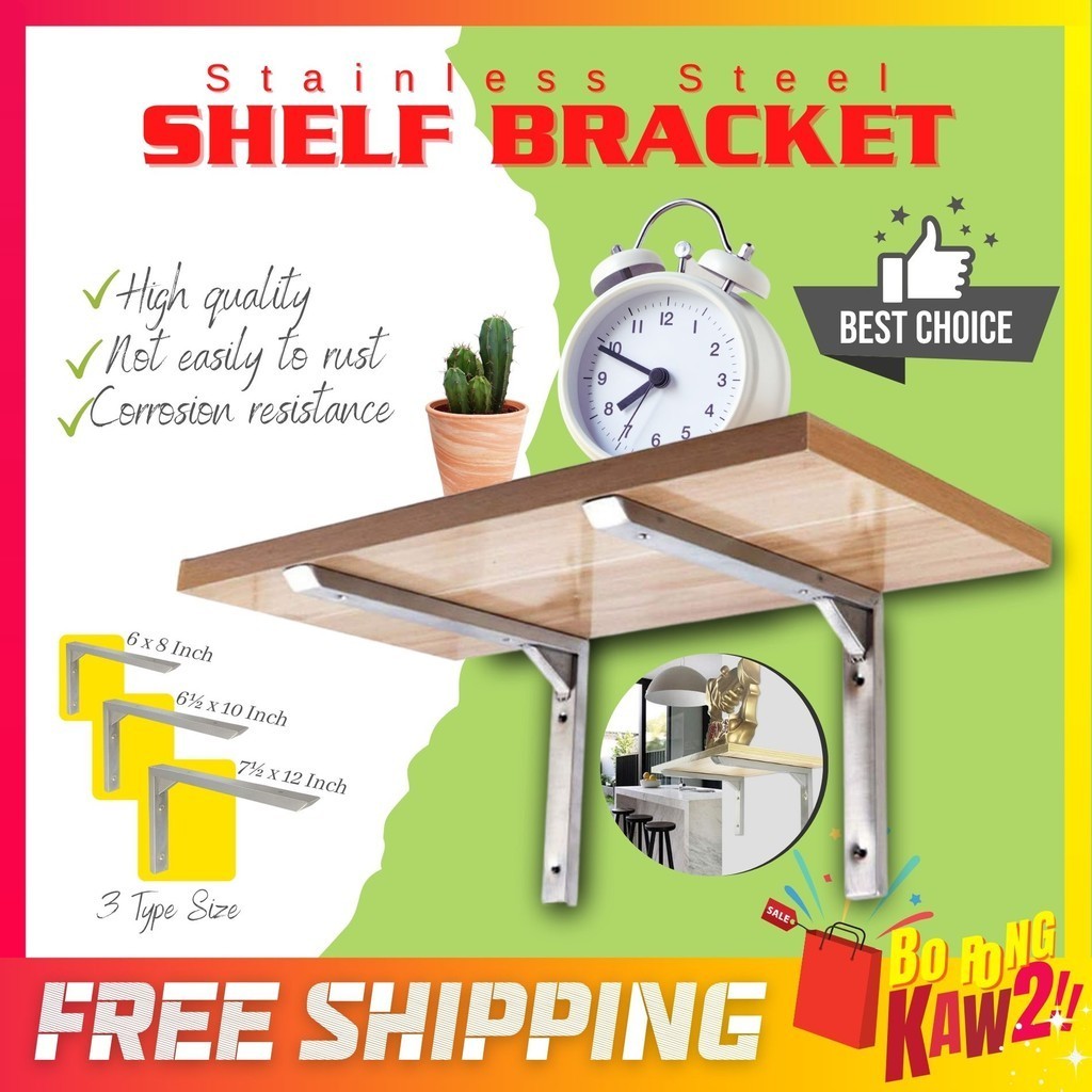 2pcs Pair Solid Stainless Steel Shelf Bracket Rack Bracket Heavy Duty ...