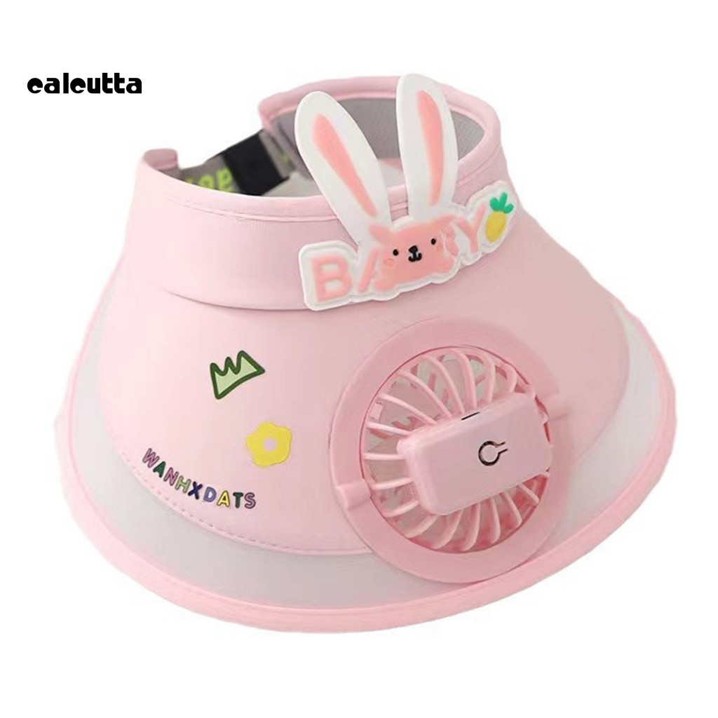 [calcutta] Uv Protection Visor Hat Rechargeable Fan Hat Cartoon Bunny ...
