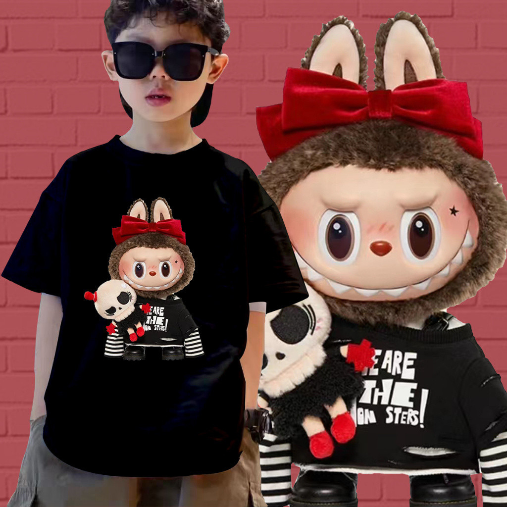 2024 New labubu Boo cartoon short sleeve t-shirt-oversized unisex kids ...