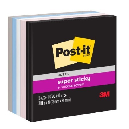 3M POST IT SUPER STICK NOTES 3x3 654-5SSNE SIMPLY SERENE COLLECTION ...