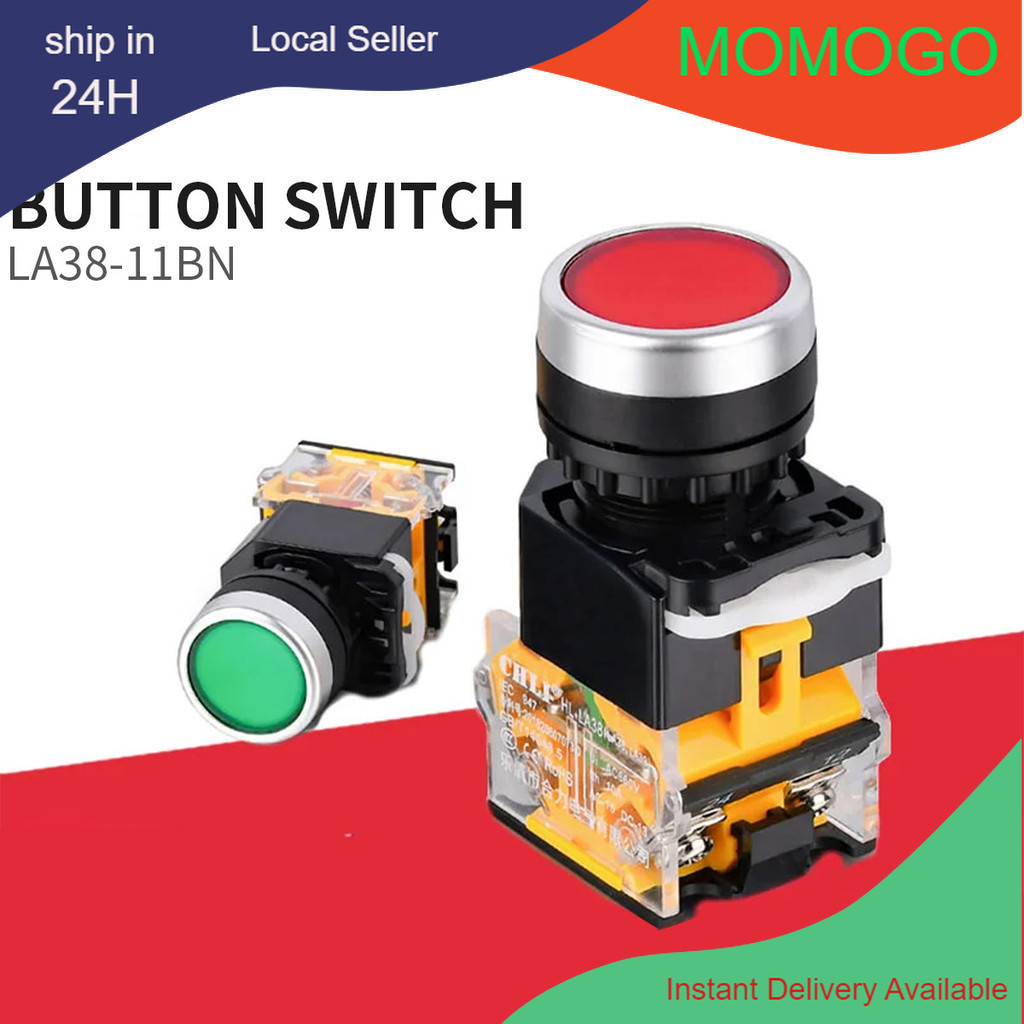 LA38-11BN Self-locking Industrial Push Button Momentary Heavy Duty Power Press ROTARY Switch ...