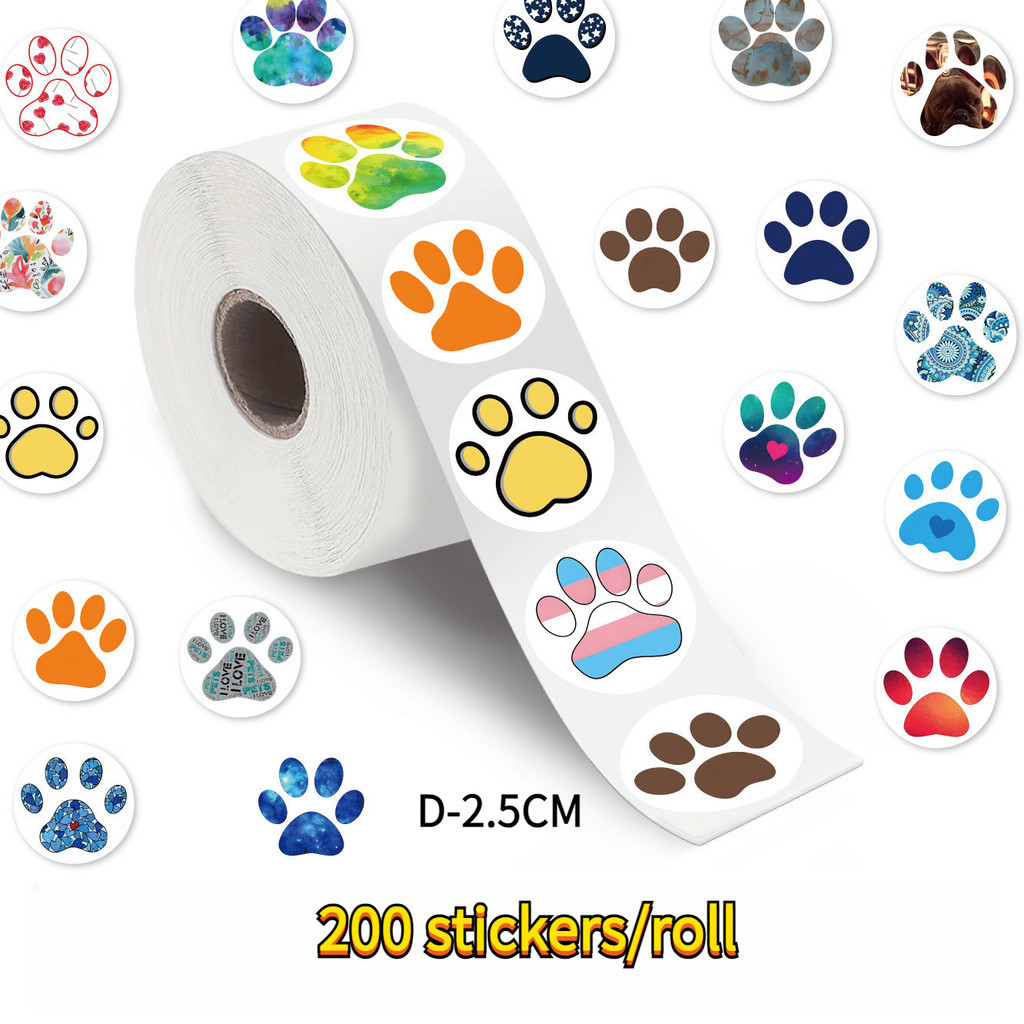 [LC] 1000 pieces stickers cute cat claw puppy claw 2.5cm roll sticker ...