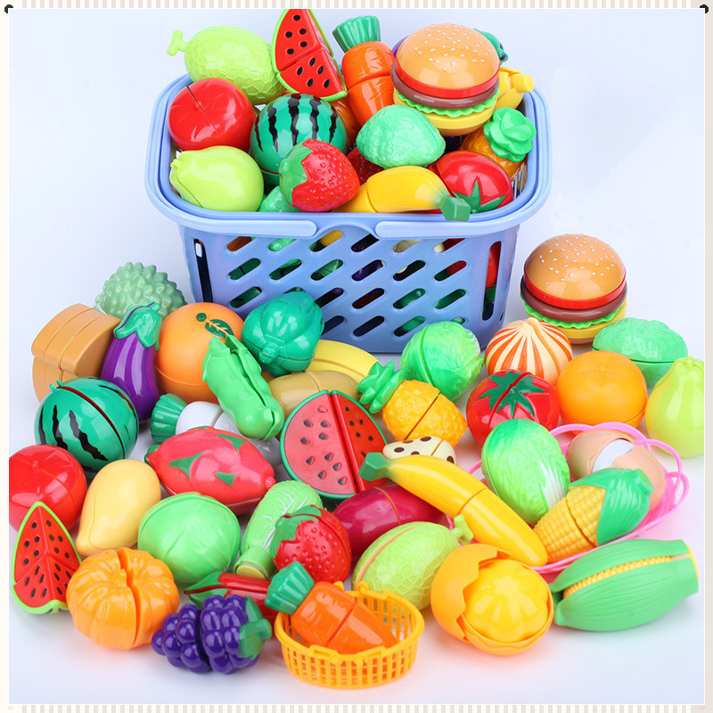 Fruit Cutting Toys Playset Vegetable Cutting Toys with Basket Pretend ...