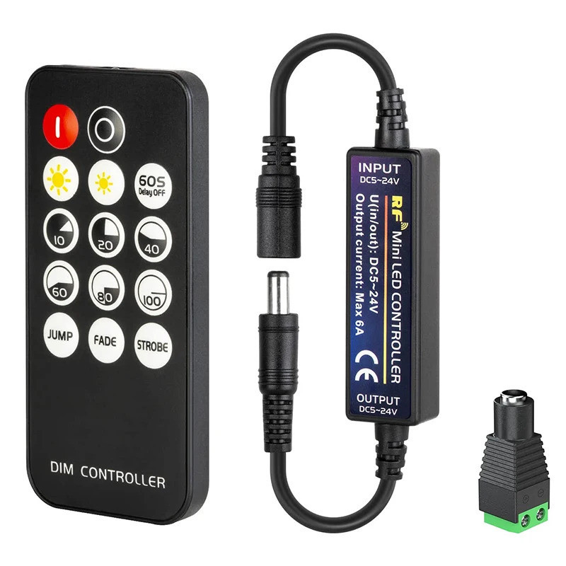 Mini LED Dimmer DC5-24V 6A Wireless RF Controller Switch 14 Key Remote ...