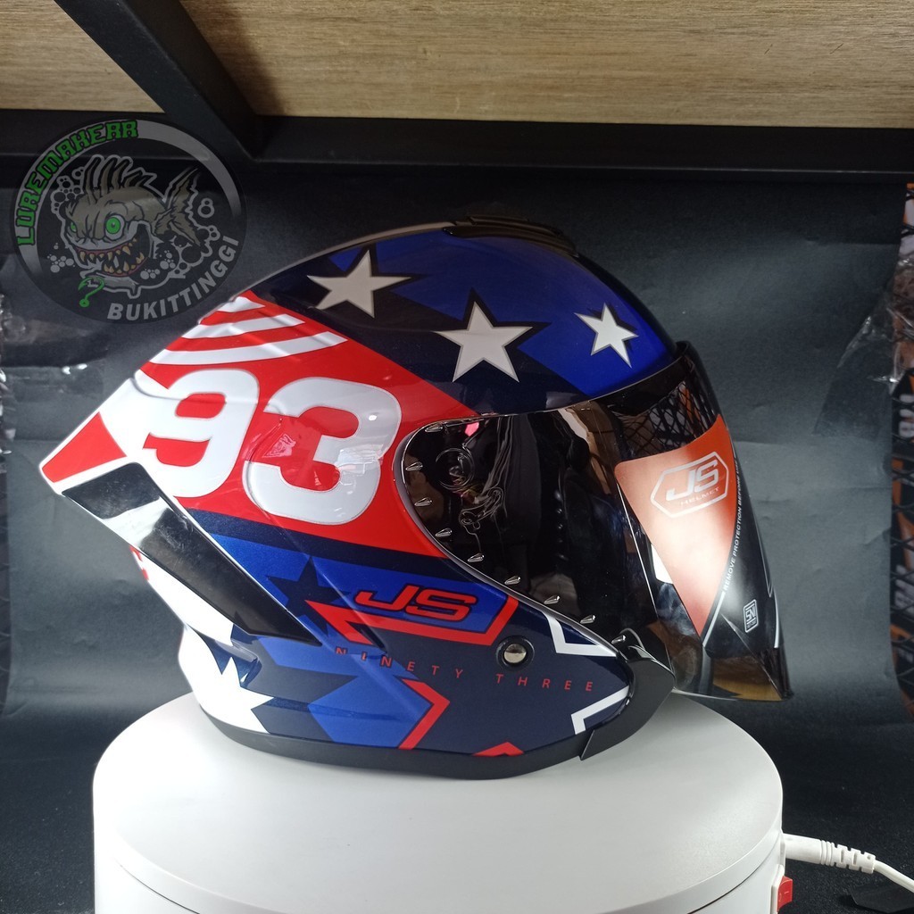 Js ARMOR HELMET MARQUEZ PATTERN WHITE SILVER VISOR | Shopee Malaysia