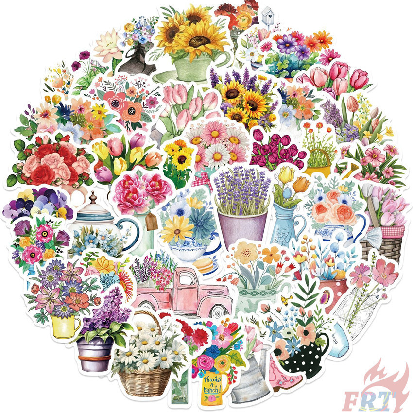50Pcs/Set Beautiful Flowers . Elegant Bouquet Series 03 Stickers DIY ...