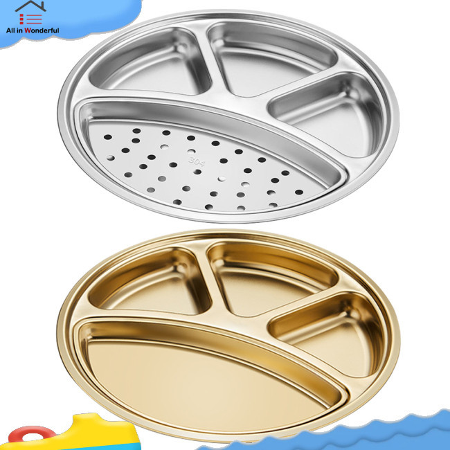 WONDER Stainless Steel Round Divided Plates, Stackable Dinner Plates ...