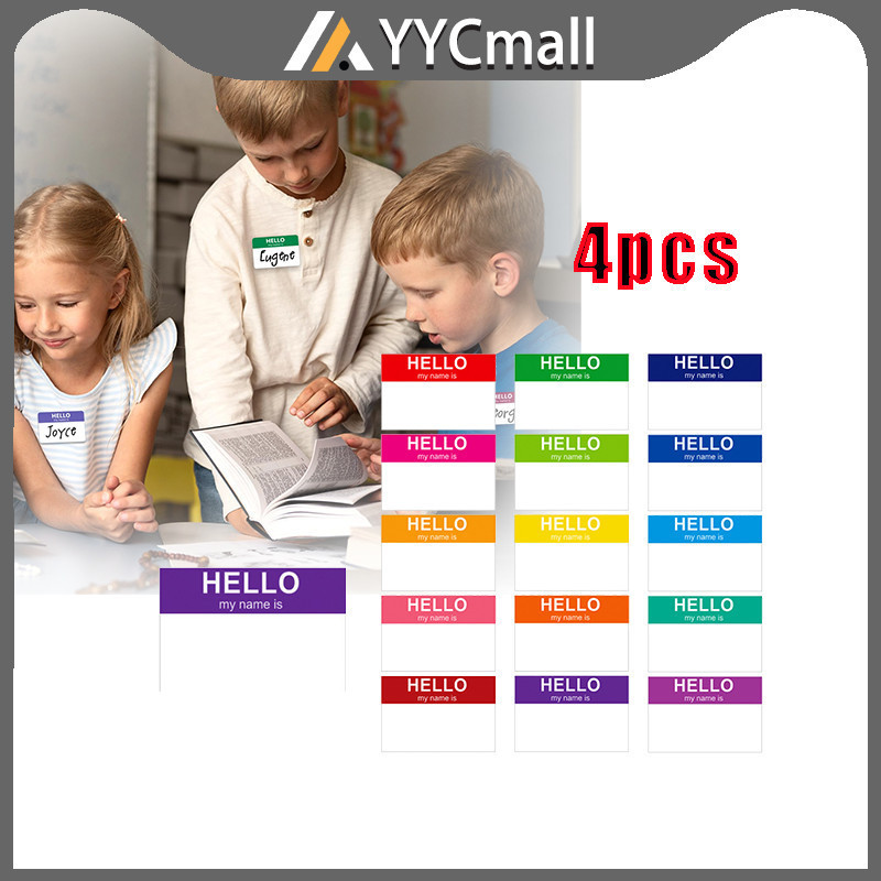 4Pcs Hello My Name Is Name Tags 1 Piece/15 Stickers My Name Is Stickers ...