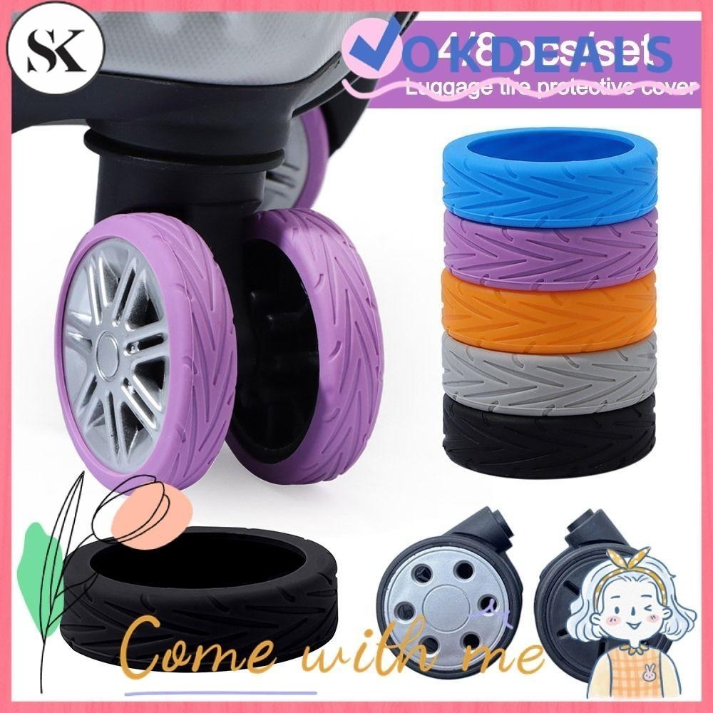 SK 8PCS/Set Travel Luggage Caster Shoes, Suitcase Parts Axles Silicone ...