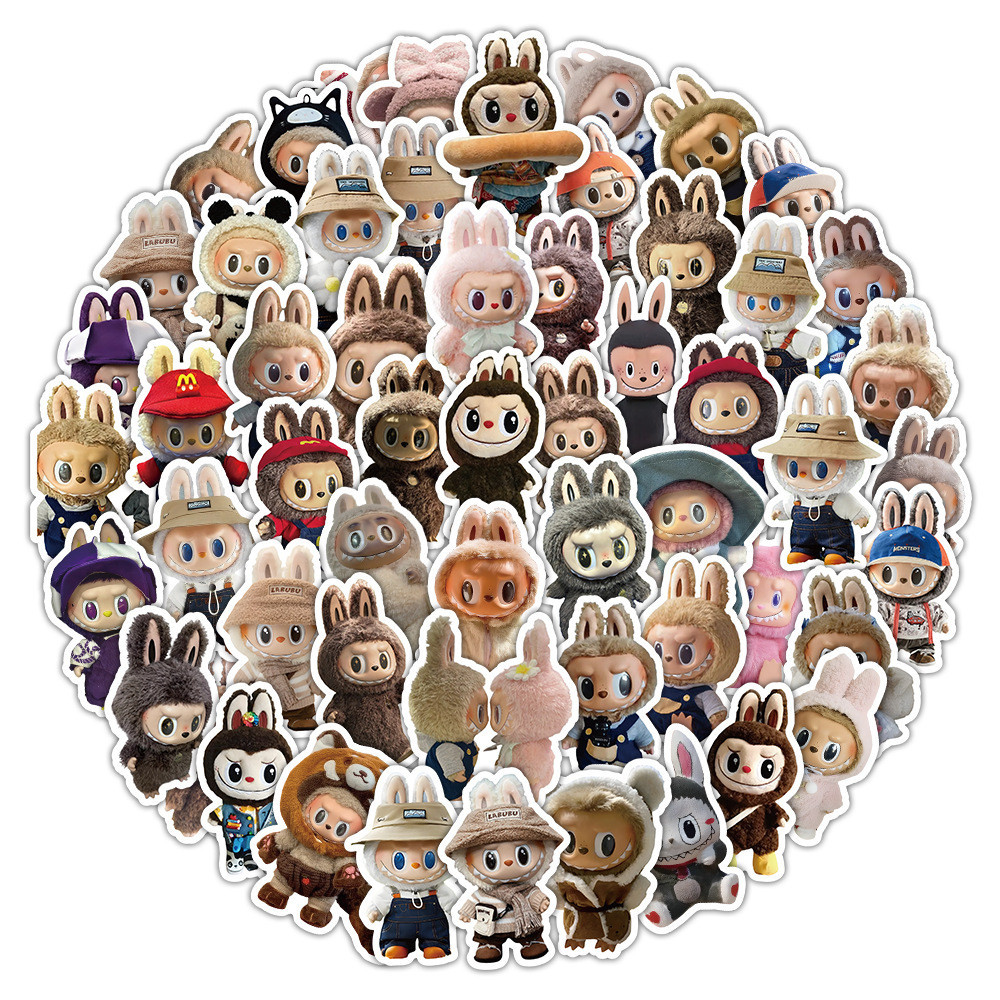60PCS Cute Cartoon Doll LABUBU Graffiti Stickers for Helmet Bicycle ...
