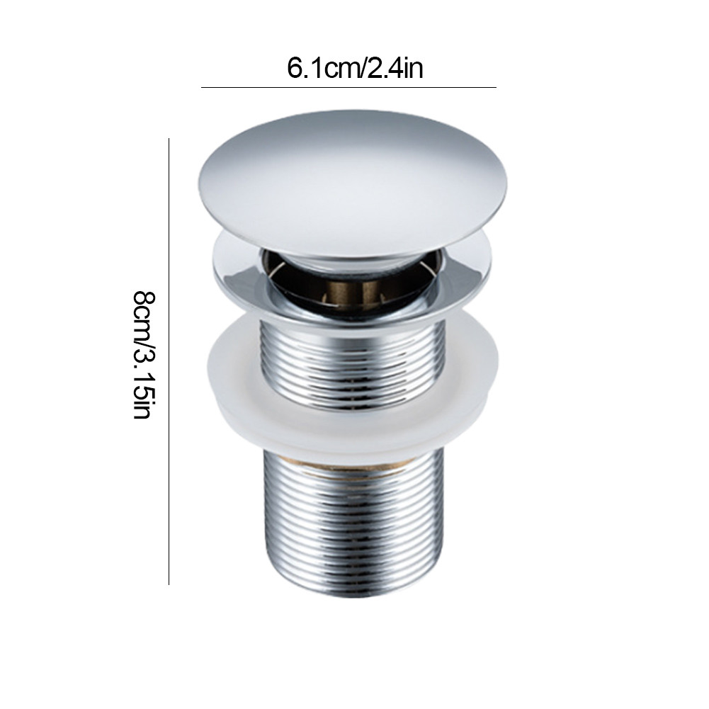 Bathroom Basin Waste Stopper Click-Clack Dome UnSlotted Sink Pop Up ...