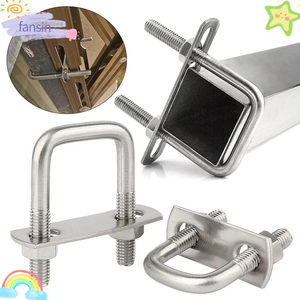 FANSIN 2Sets Pipe U-clamp, Screw With Baffle Square Clamp, M6 Iron ...