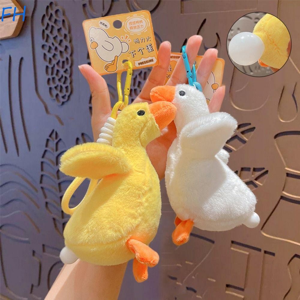 FENGHA Cartoon Duck Keychain, Creative Fluffy Plush Duck Keyring, Anti ...