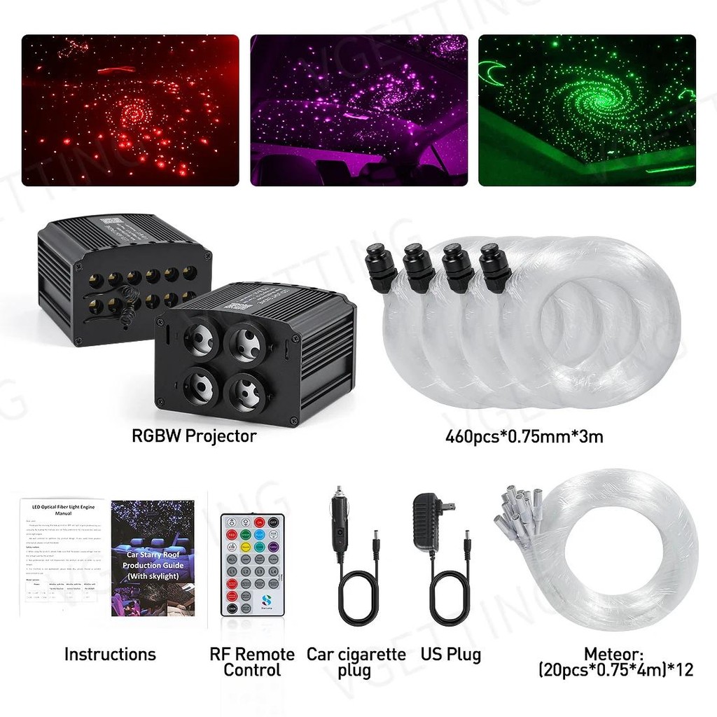 4Port 32W Twinkle RGBW Meteor Starlight Headliner Star Ceiling Light ...