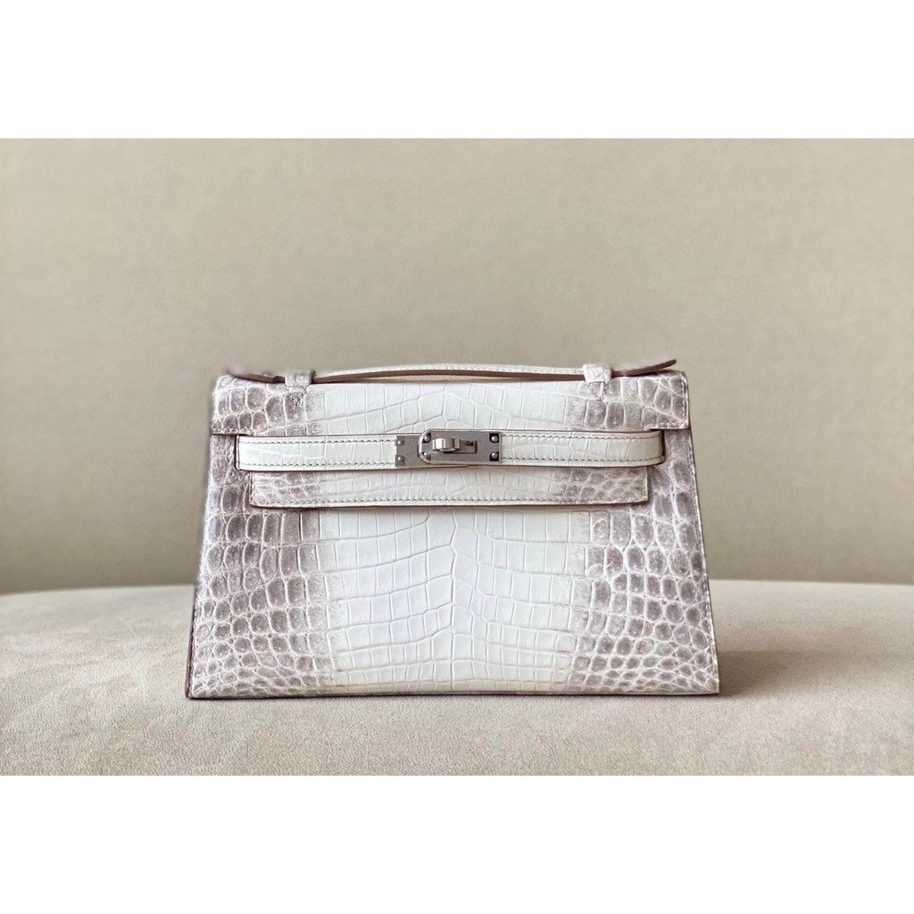 Kelly Generation mini Handbag 01 Himalayan Silver Buckle Matte Nile ...
