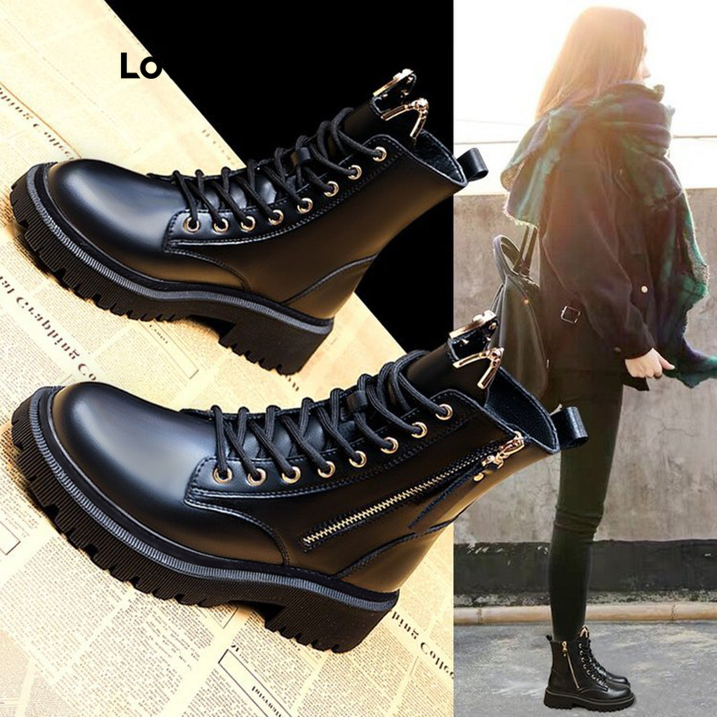 Lovito Casual Plain Tie Front Thick Sole Anti Slip Fashion Boots for ...