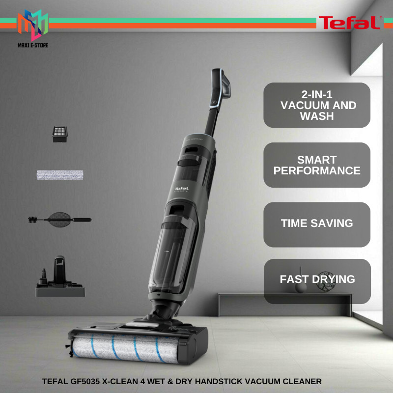 Tefal GF5035 X-Clean 4 Wet & Dry Cordless Vacuum Cleaner Smart ...