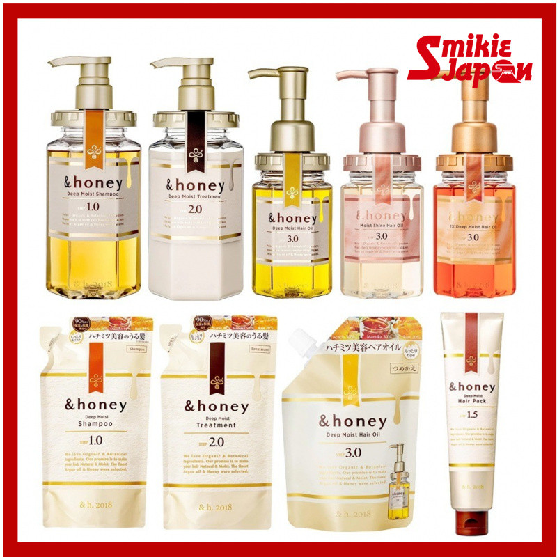 &honey Deep Moist Shampoo 440ml Treatment 445g/ Hair Oil 100ml /Hair Pack 130g Refill Made in ...