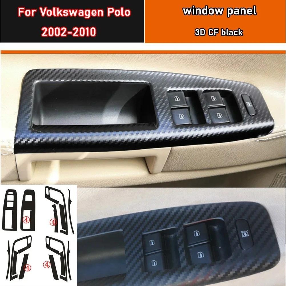Car Styling Black Carbon Decal Car Window Lift Button Switch Panel ...