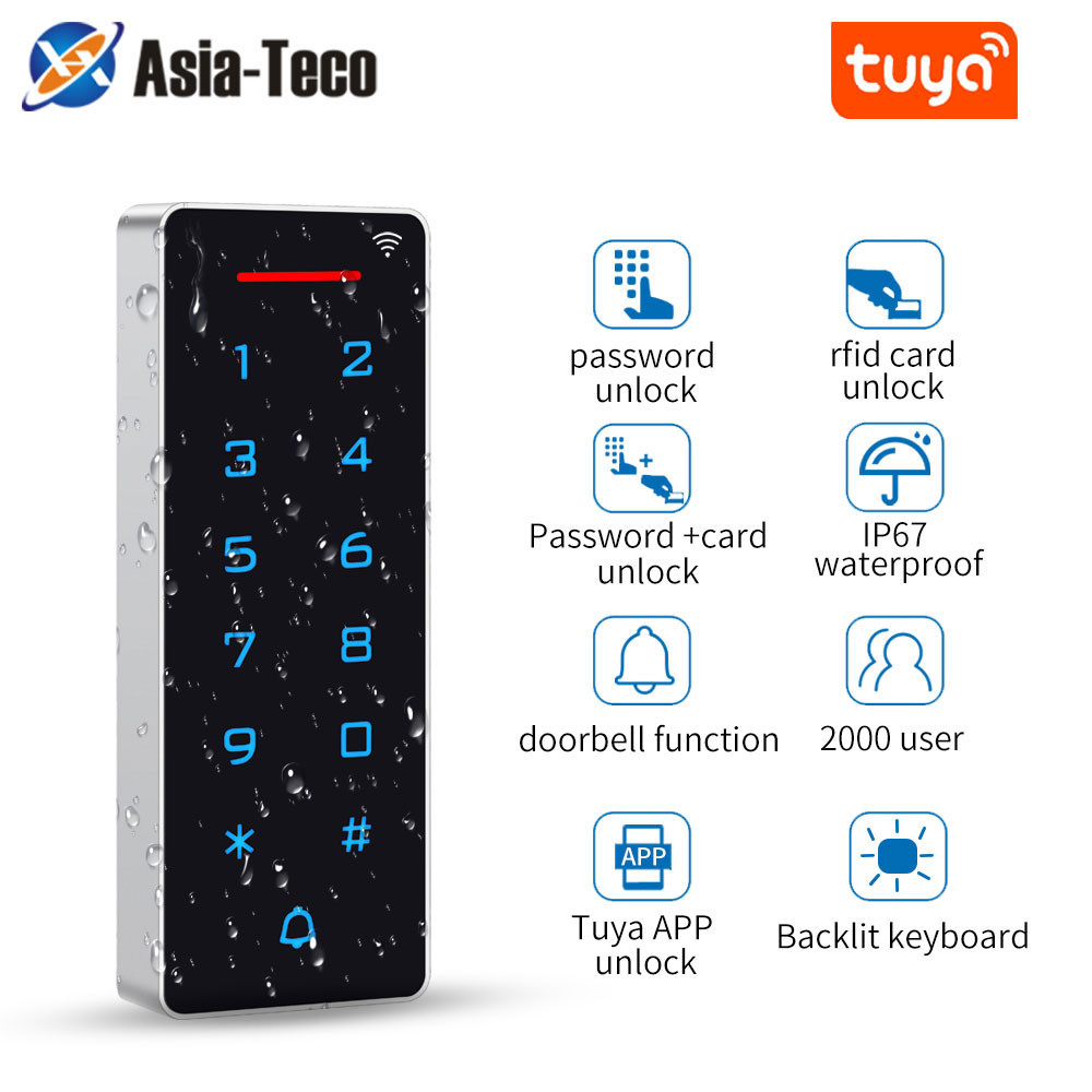 WIFI Tuya Smart App Door Access Control Keypad Standalone ID RFID Access Controller Card Reader ...