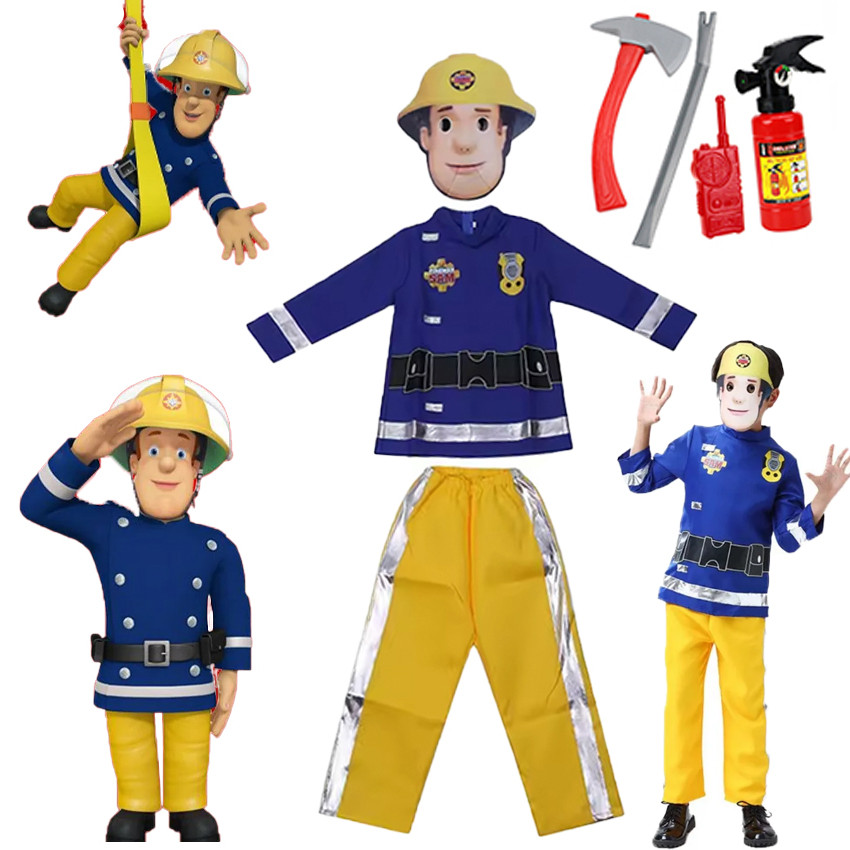 Firefighter Costume for Kids Boy Cosplay Little Fireman Firemen Cosplay ...