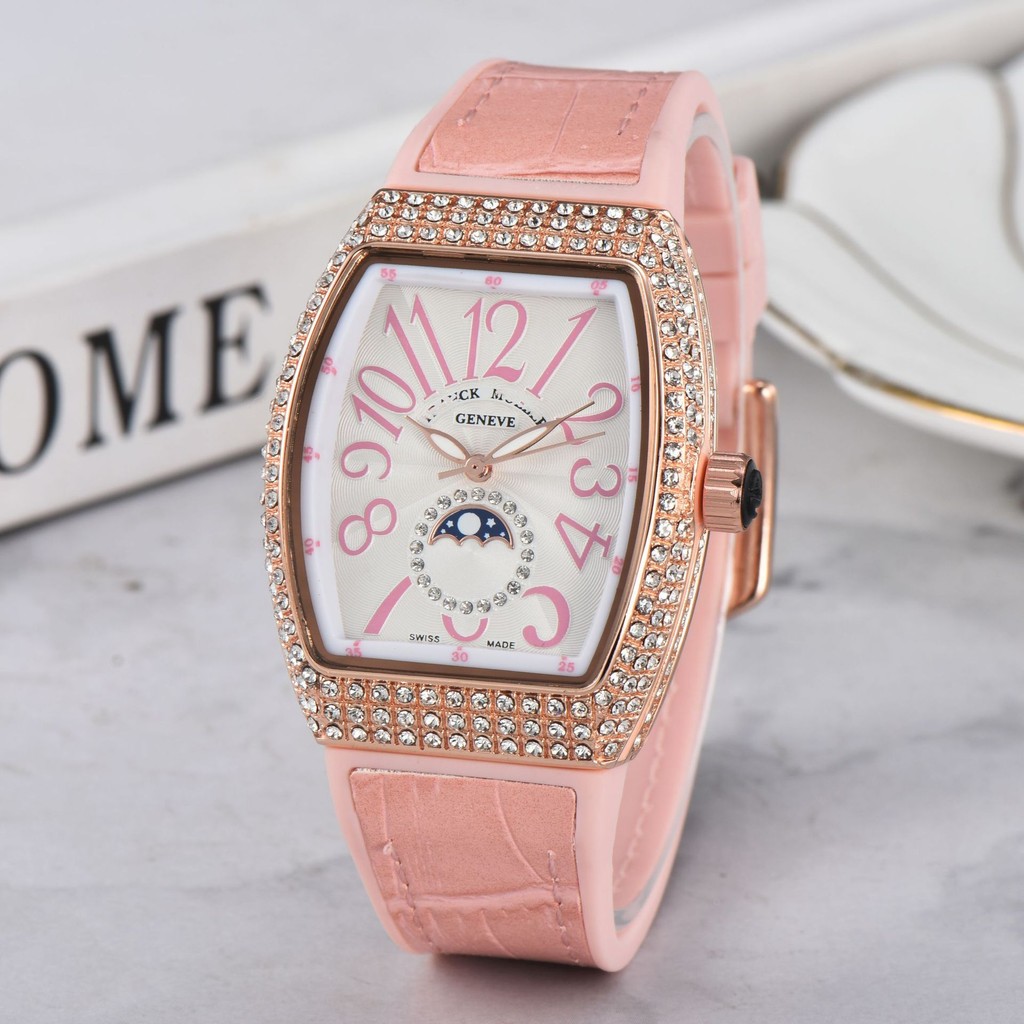 Wechat Flange House Barrel Square Full Diamond Large Dial Women Quartz ...