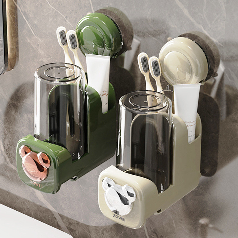 Household Toothbrush Rack Perforation-Free Toothbrush Tooth Cup Storage ...