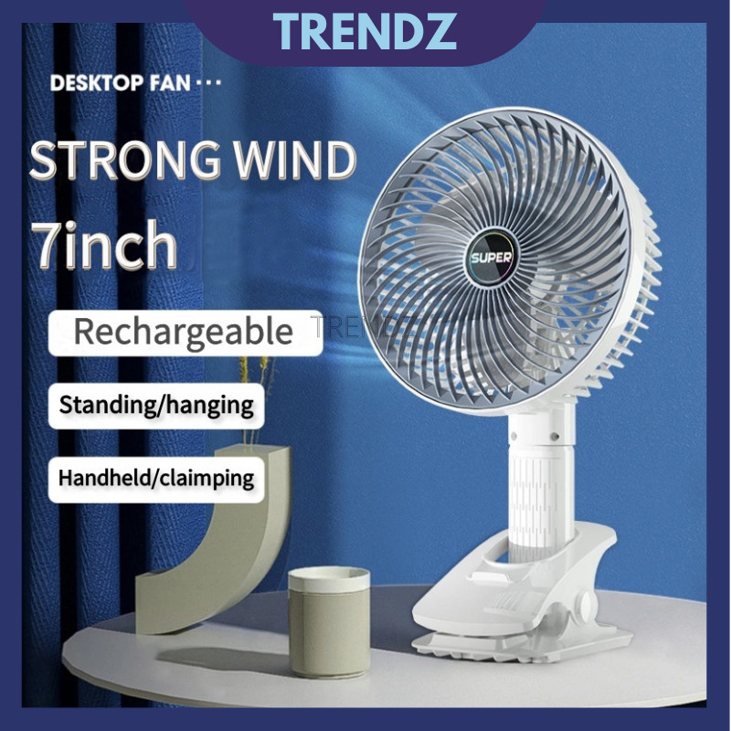 Mini Table Fan Portable Fan Desk Fan Clip Fan USB Rechargeable Wireless ...