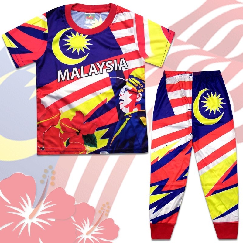 (1Y-12Y) KidsBUNGA-RAYA MERDEKA SEDONDON Microfiber Pajamas - Baju ...
