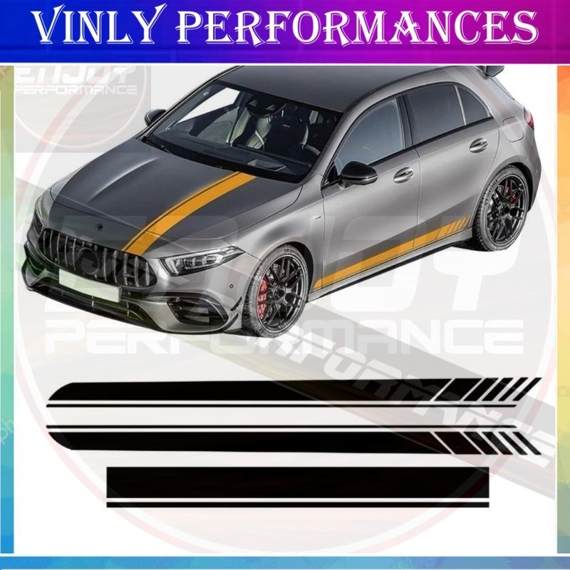 3pcs Edition 1 AMG Car Hood Decal Side Stripes Skirt Sticker For ...