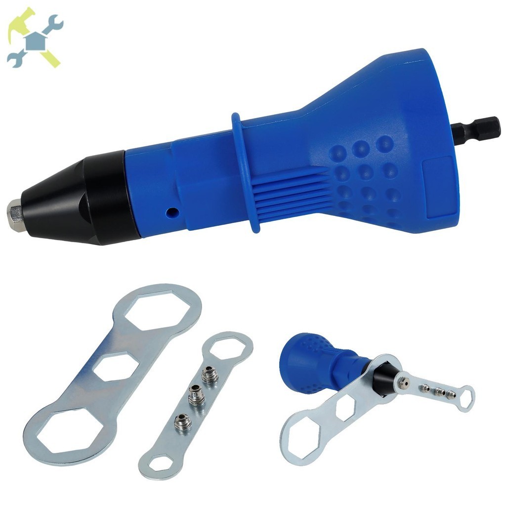 Electric Riveter Adapter with 2 Wrench Portable Riveter Drill Converter ...