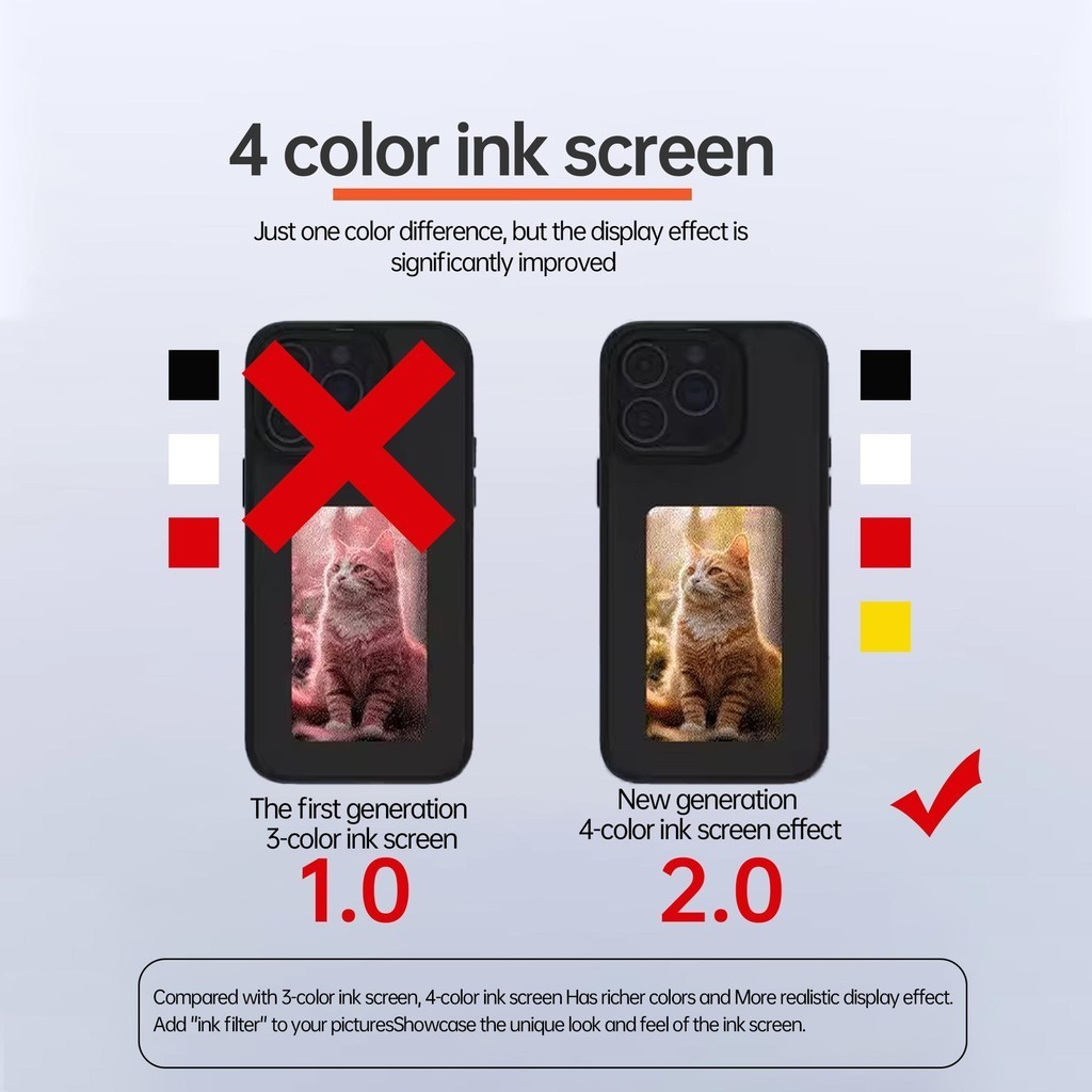 4 colors Eink Screen Smart Ink Back Cover Screen Display NFC ...