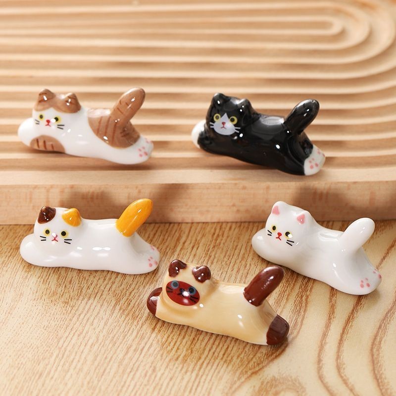 Kitty-tailed Cat Chopstick Holder Ceramic Pen Holder Japanese Cute ...