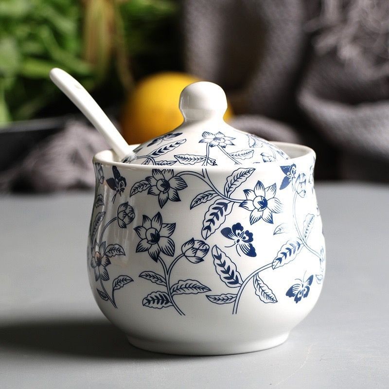 Ceramic seasoning jar, salt jar, sugar jar, vinegar pot, MSG jar ...