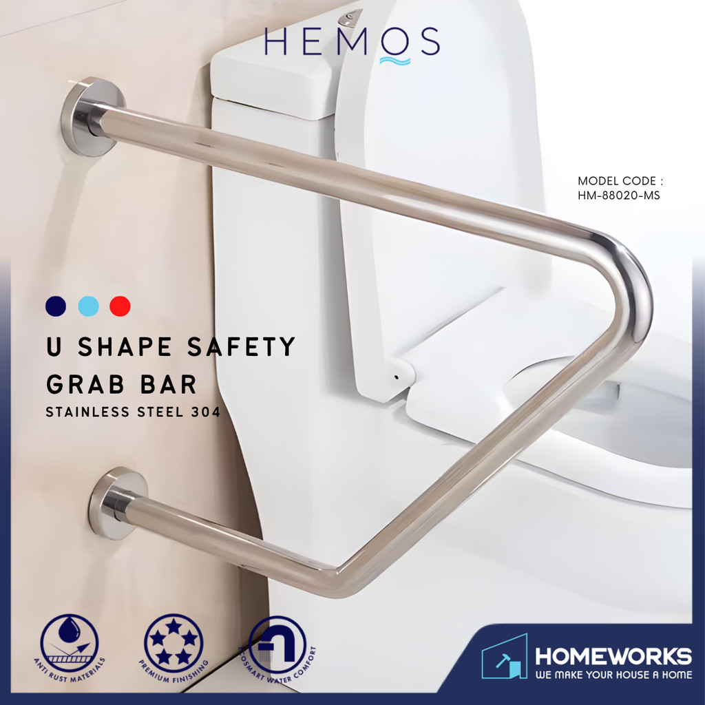 HEMOS BATHROOM SUS 304 SAFETY GRIP HANDBAR HANDLE HANDRAIL GRAB BAR ...