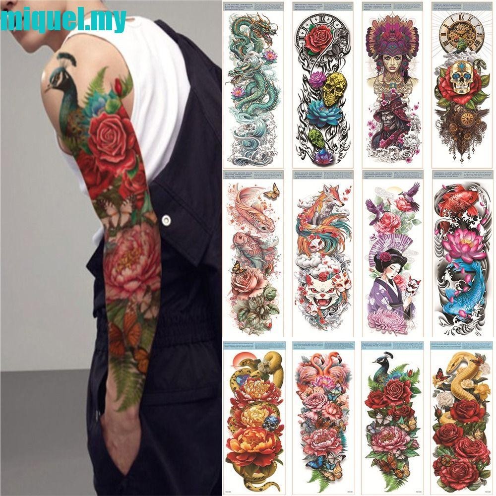 MIQUEL Full Arm Tattoo Stickers, Water Transfer Decals Large Size ...
