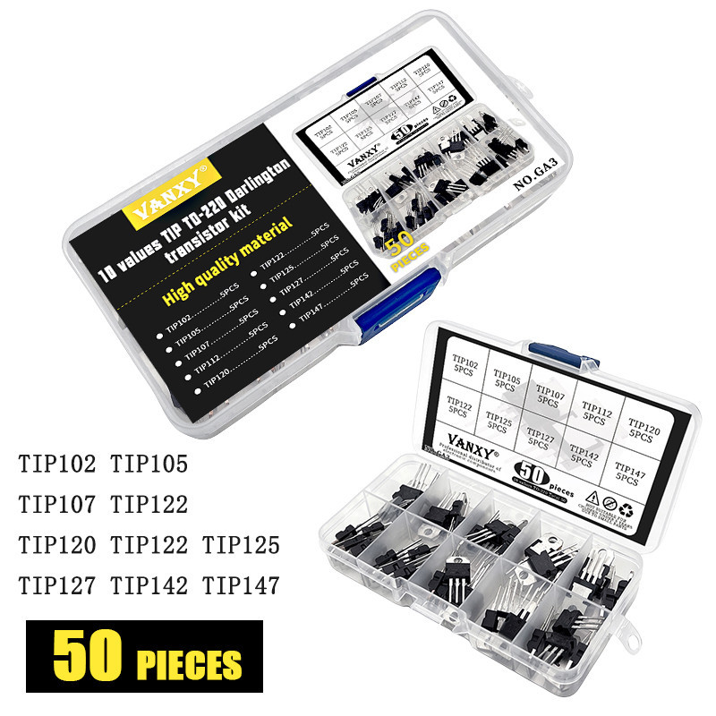 10 values TO-220 darlington transistor kit TIP102 TIP105 TIP107 TIP112 ...