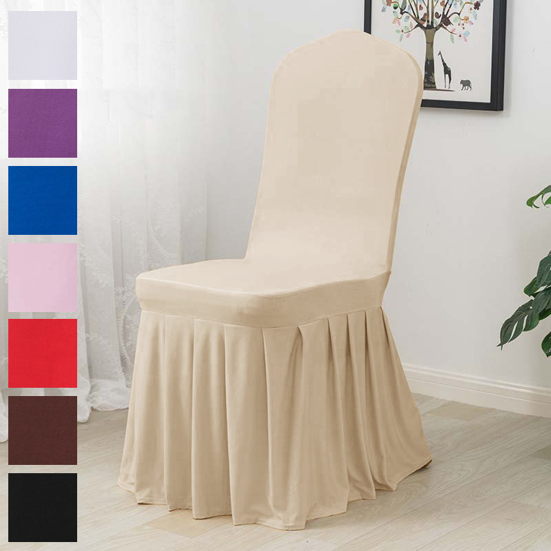 Stretchable Elastic Skirt Chair Cover Chair Protector Slipcover Wedding ...
