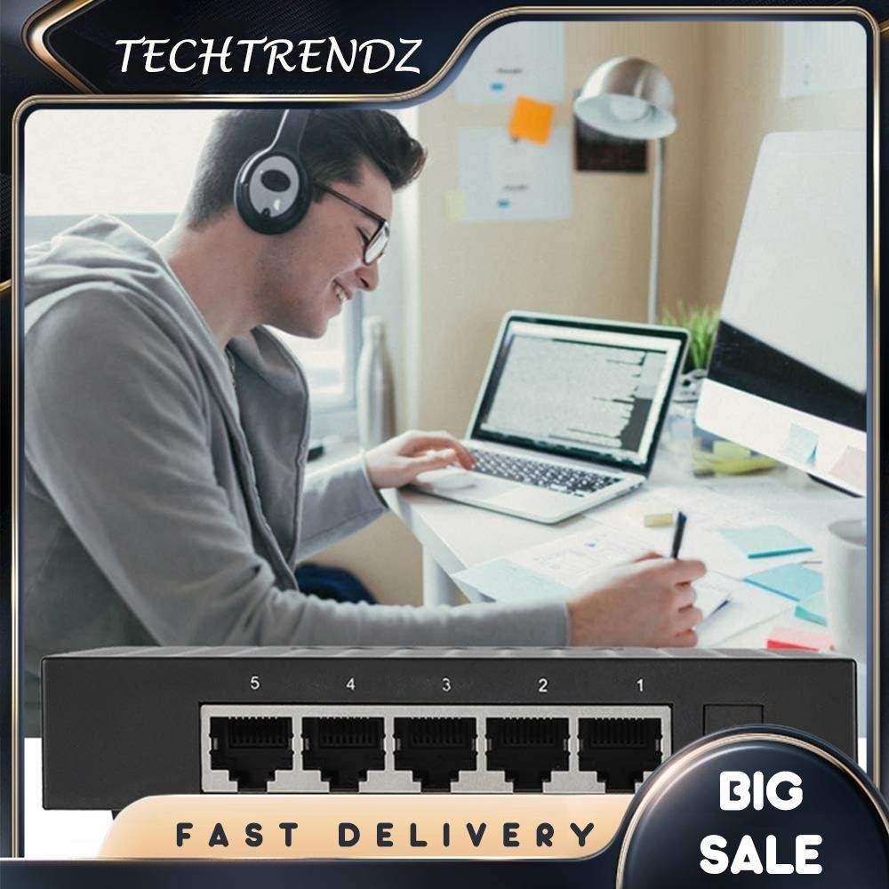 [techtrendz.my] 5 Port 1000Mbps Gigabit Network Switch RJ45 LAN Desktop Ethernet HUB Shunt ...