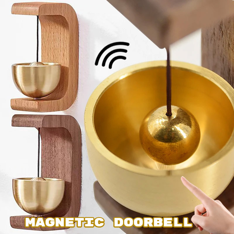Creative Doorbell Metal Copper Bell Wooden Magnetic Wireless Doorbells ...
