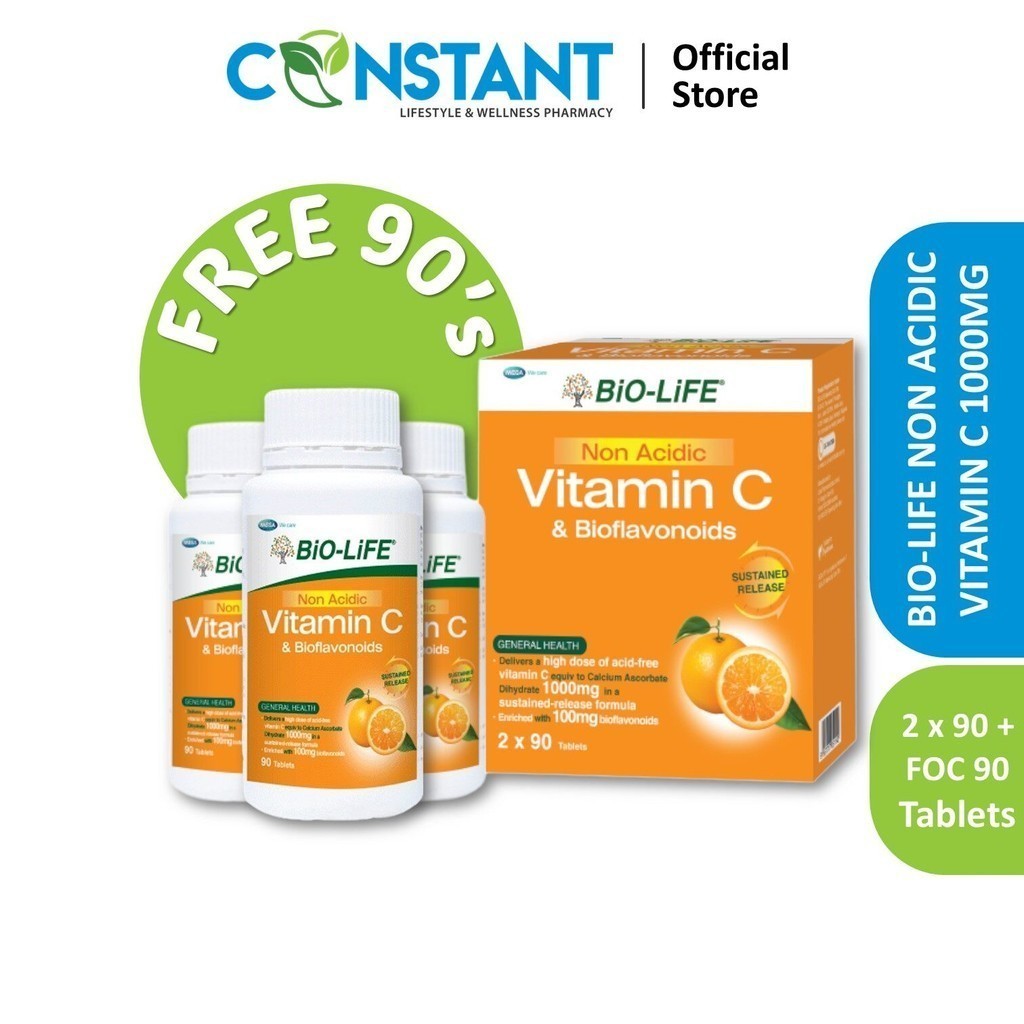 BiO-LiFE Non-Acidic Vitamin C & Bioflavonoids (2 x 90 + 90 Tablets ...