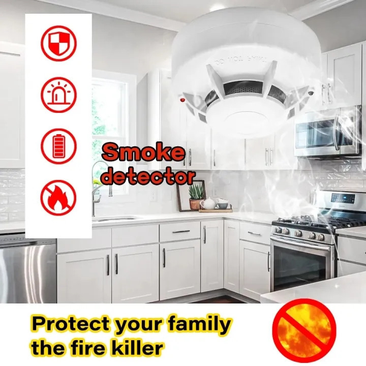 Smoke Detector Fire Alarm Battery Operated Portable Independent Alarm ...